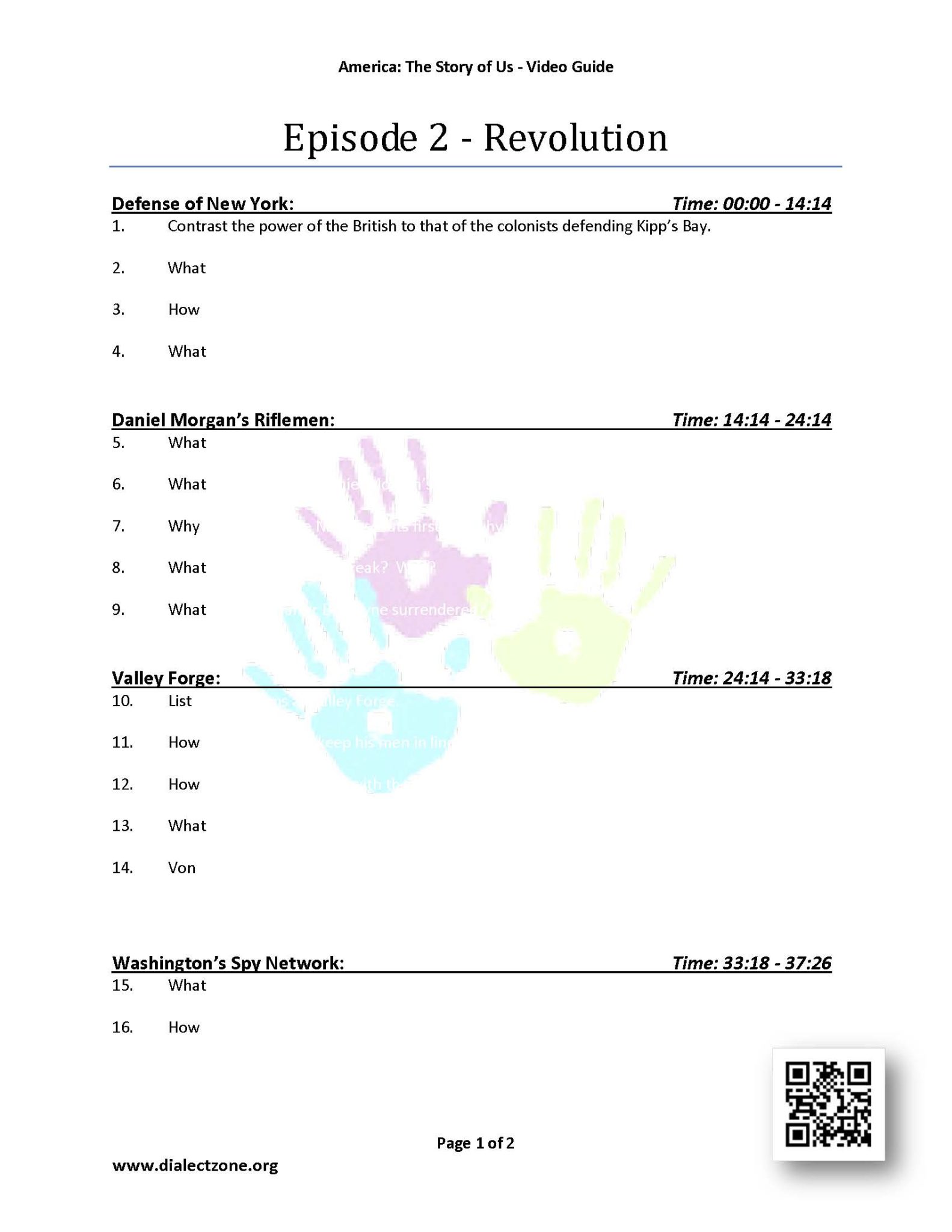 America The Story Of Us – Complete Worksheets – Dialect Zone International