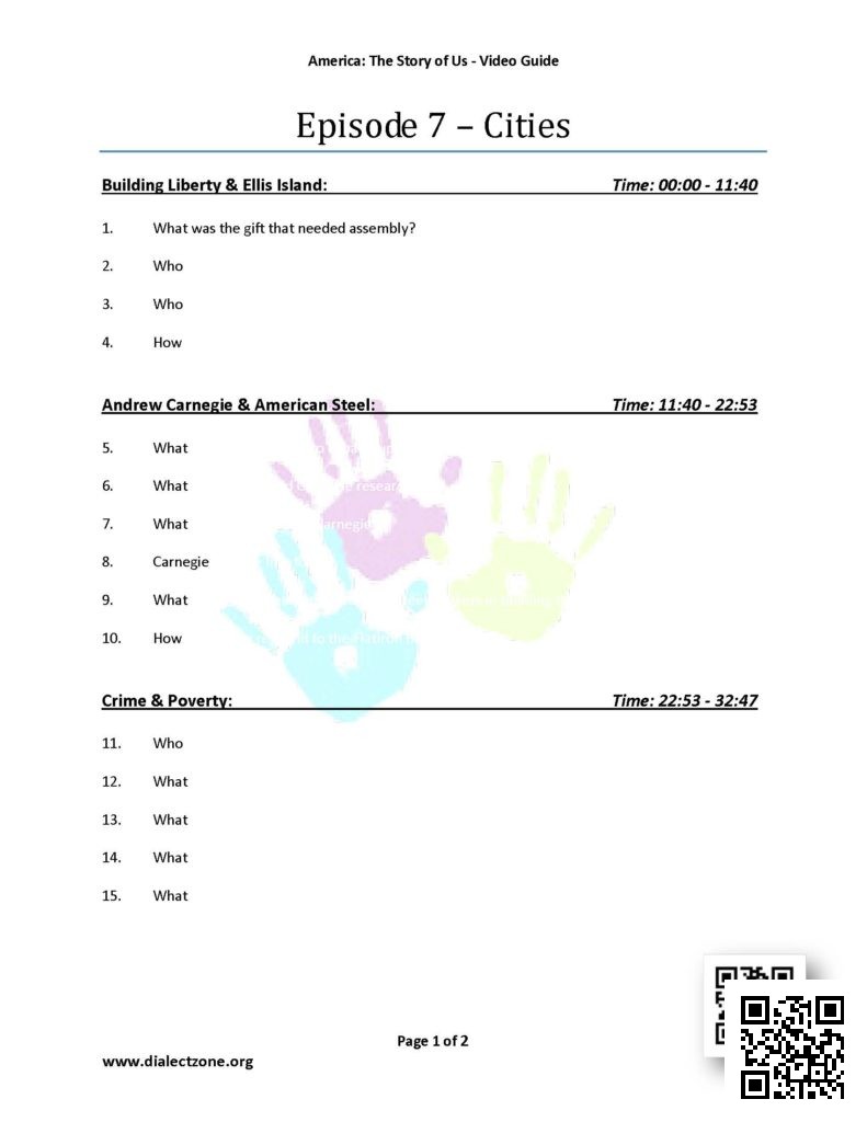 America The Story Of Us – Complete Worksheets – Dialect Zone International