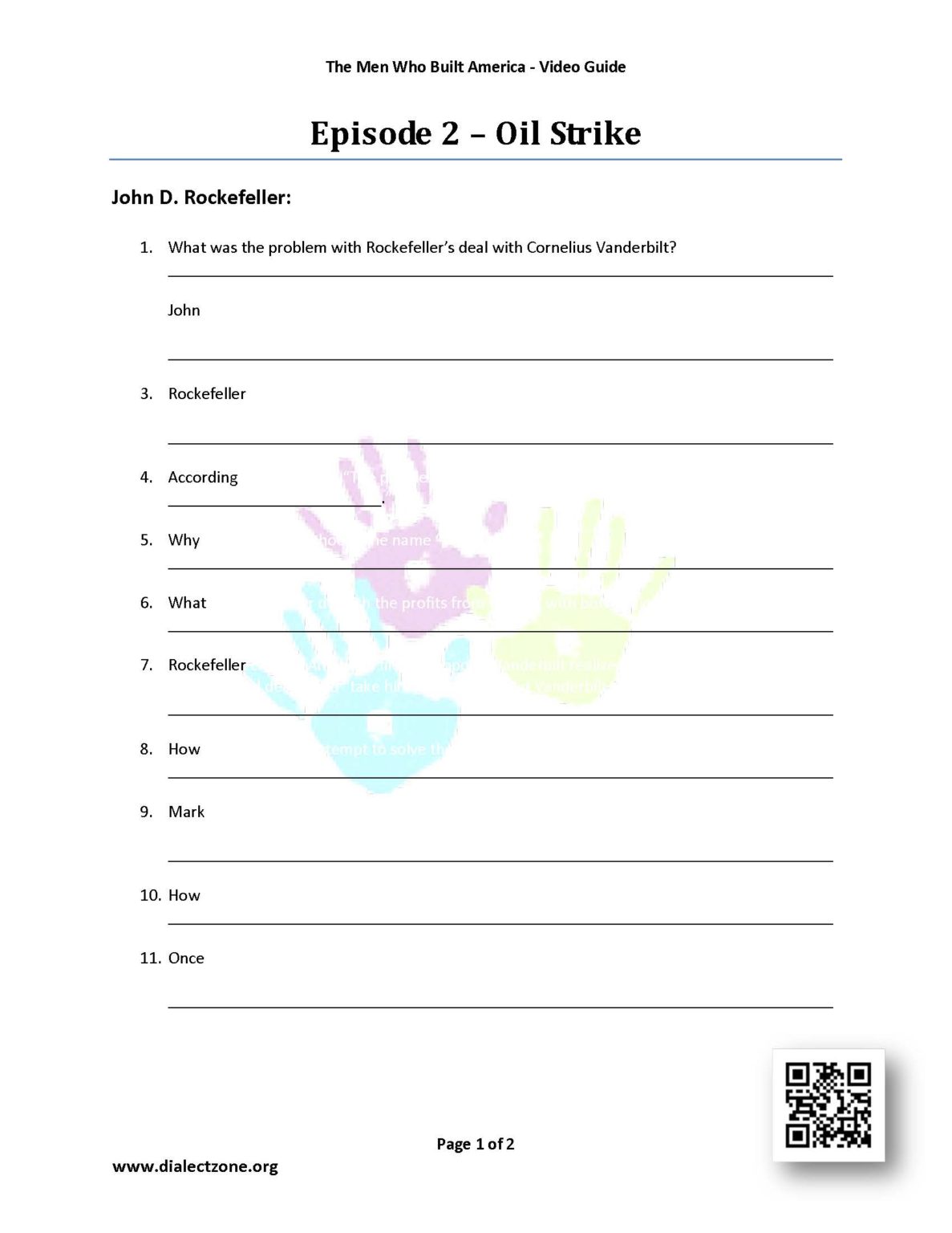 The Men Who Built America – Complete Worksheets – Dialect Zone ...