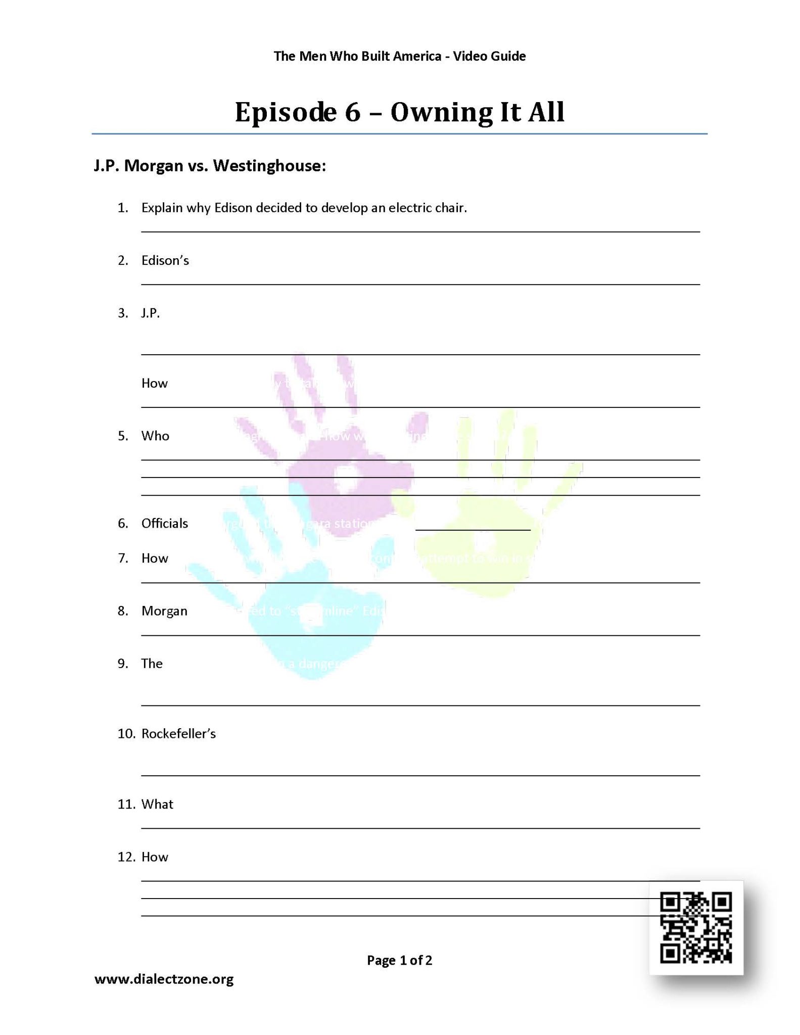 The Men Who Built America – Complete Worksheets – Dialect Zone ...