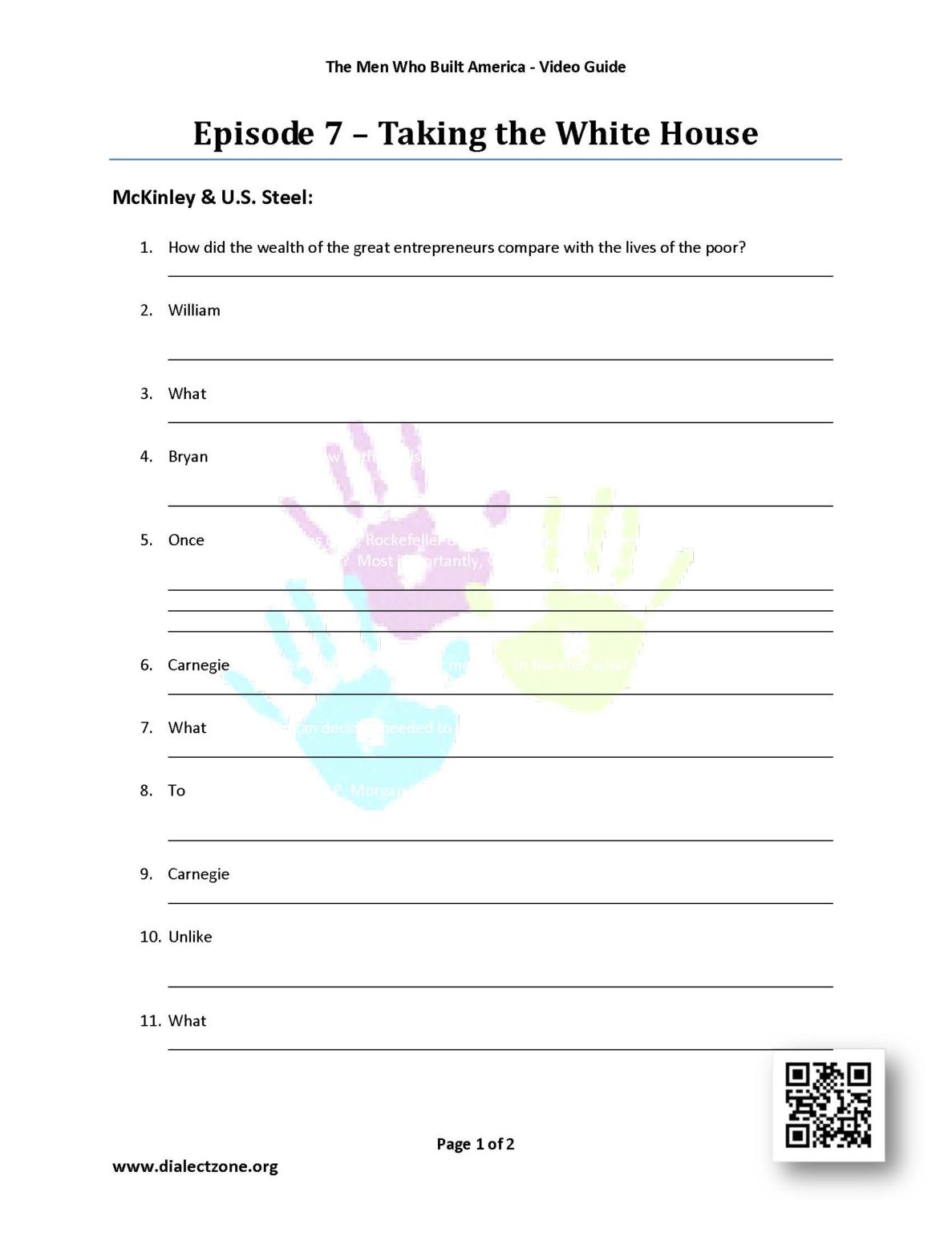 The Men Who Built America – Complete Worksheets – Dialect Zone ...