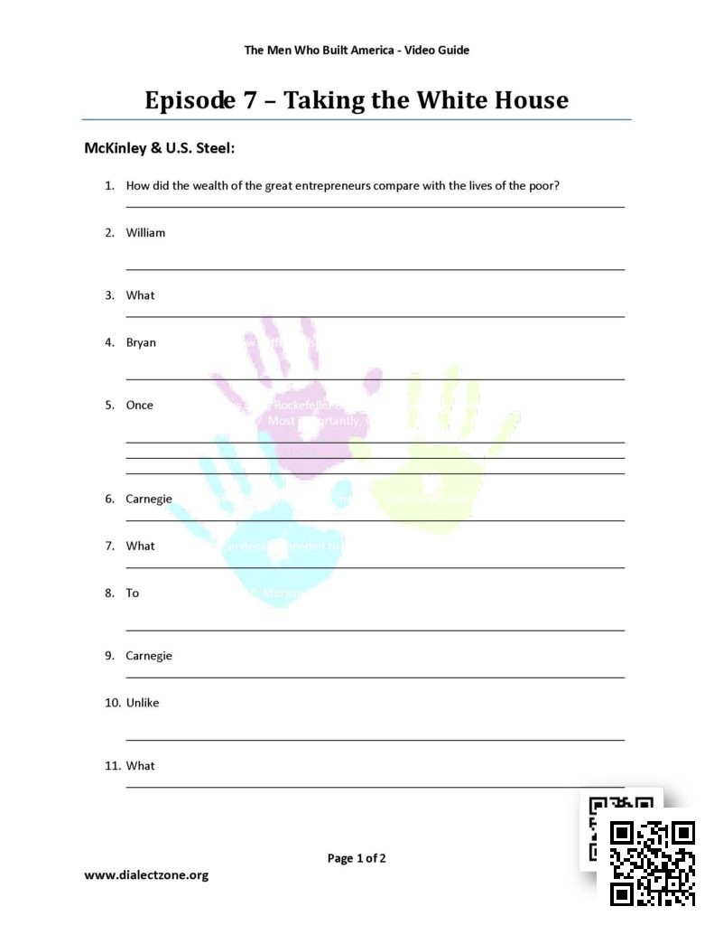 The Men Who Built America – Complete Worksheets – Dialect Zone ...